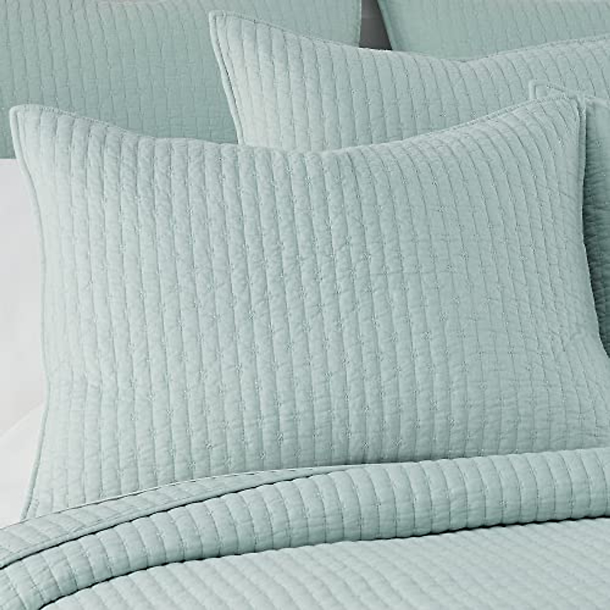 Levtex Home - Cross Stitch Quilt Set - 100% Cotton - Twin/Twin XL Quilt (68x86in.) + 1 Standard Shams (26x20in.) - Blue Haze Quilt with Matching Stitching