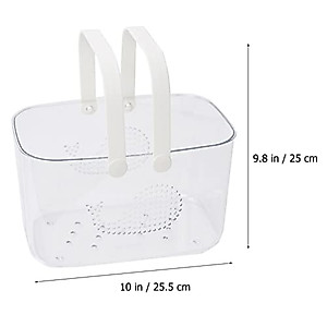 LALAFINA Loofah Shower Caddy Basket Plastic Storage Basket Shower Organizer Bucket with Handle Whale Pattern for Kitchen Dorm Bathroom Garden Cleaning Supplies White Scrunchies