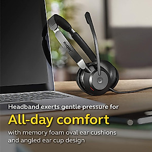 Jabra Evolve2 30 MS Wired Headset, USB-A, Stereo, Black – Lightweight, Portable Telephone Headset with 2 Built-in Microphones – Work Headset with Superior Audio and Reliable Comfort