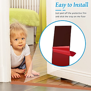 10 Ft Vinyl Floor Transition Strip 3 Wide Flat Self Adhesive Cover Strips Threshold Cover Flooring Gap Trim Laminate Floor Transition Strip for Threshold and Doorway, Wood Grain Design (Red)