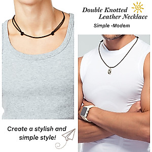 5 Pieces Leather Necklace Cord Choker with Clasp Sturdy Double Knotted Cord Necklace Adjustable Rope Chain Minimalist Jewelry for Women Men