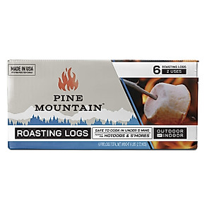 Pine Mountain Roasting Logs, Cooking firelogs for Campfire, Fireplace, Fire Pit, Outdoor and Indoor Use, 6 Pack