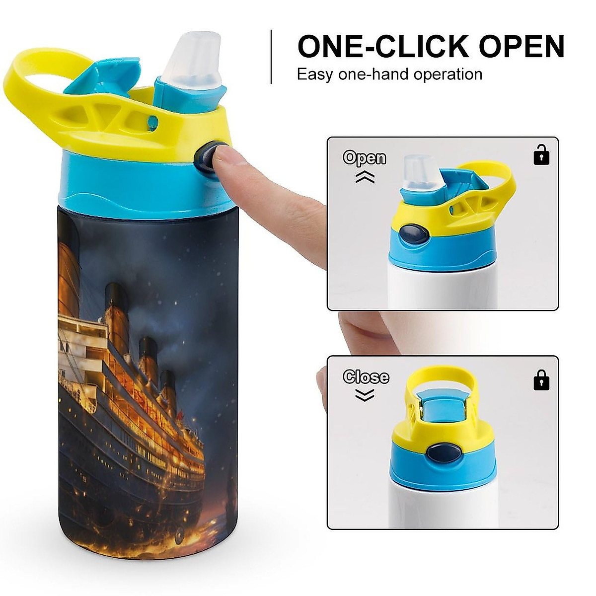 Titanic Cruise Ship Voyage Stainless Steel Water Bottle Insulated Travel Mug with Leakproof Locking Lid for Hot Or Cold Drinks 350ml