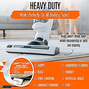 ALL FLOORING NOW Double Sided Tape Heavy Duty Carpet Tape 2in x 90ft For Carpet Tiles, Rug Tape, Vinyl Flooring, Indoor Outdoor Carpet, Grip Tape, Rug Tape Hardwood Floor Double Stick Tape Rug Gripper