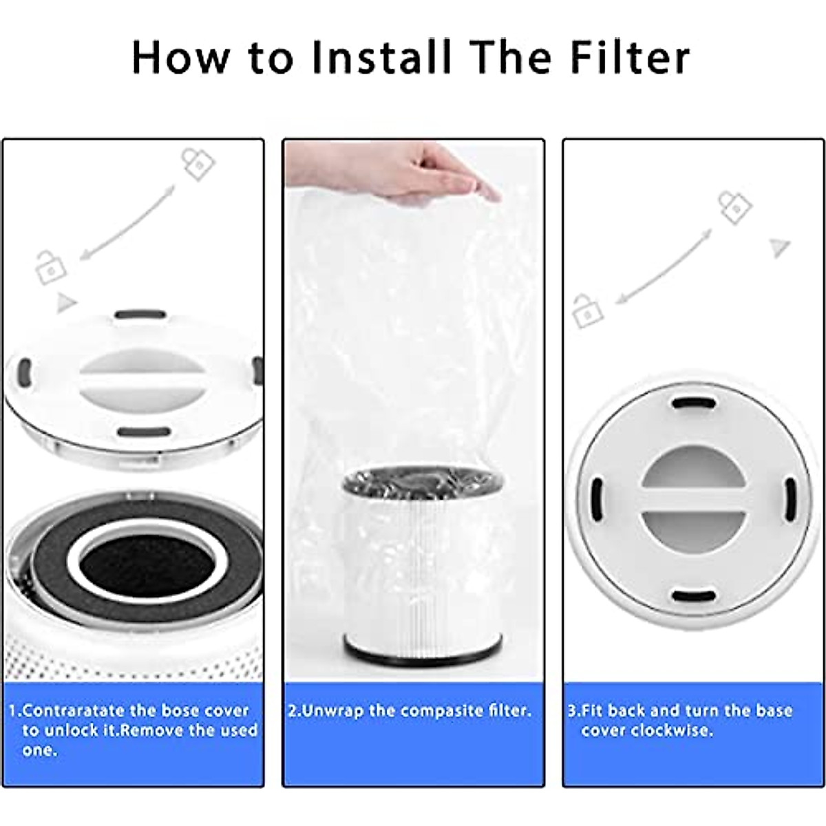 Aliddle B-D02L H13 True HEPA Filter Set, Compatible with Mooka and Koios B-D02L Purifier, 3-in-1 H13 True HEPA Replacement Filter, 2-Pack