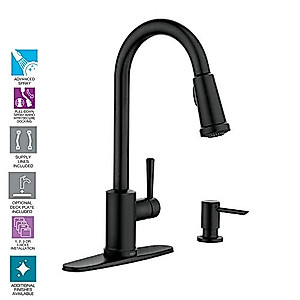 Moen Indi Single-Handle Pull-Down Sprayer Kitchen Faucet with Reflex and Power Clean in Matte Black