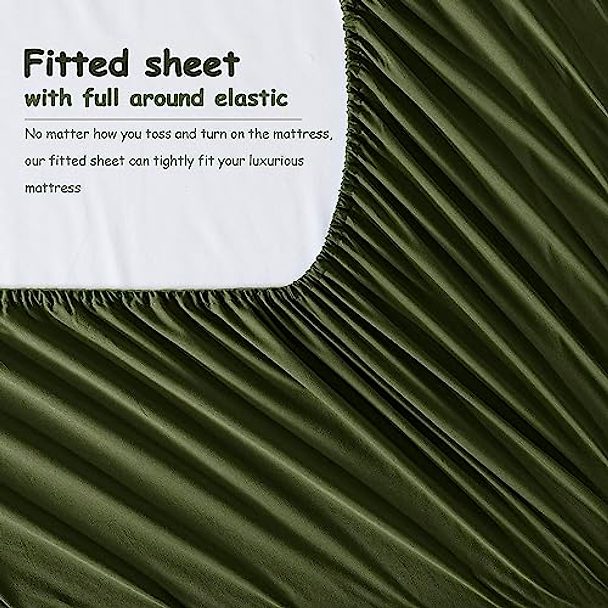 Homiest Extra Deep Pocket Queen Size Sheets Set, 6 Pieces Soft Olive Green Sheets 18-24 Inch Deep Pocket Bed Sheets, Hotel Luxury 1800 Thread Count Microfiber Bed Set Fits Ultra Deep Mattress