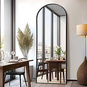 PexFix Arched Full Length Mirror, 64"x21" Floor Mirror Full Length, Full Body Mirror for Bedroom, Arched Full Length Wall Mirror with Aliuminum Alloy Frame, Black