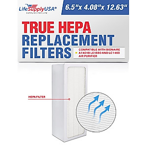 LifeSupplyUSA Air Cleaner Filter Replacement Compatible with A1401B Bionaire LE1660 and LC1460 Air Cleaners
