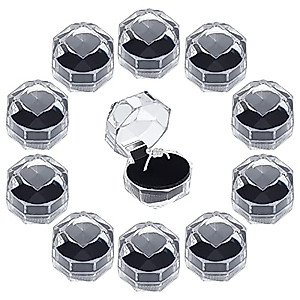 CHGCRAFT 40Pcs Black Clear Plastic Ring Boxes Crystal Earrings Jewelry Storage Boxes Display Organizer Case with Foam Insert for Wedding Proposal Valentine's Day, 1.5×1.5 Inch