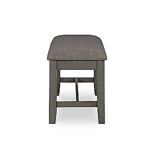 HFO Allston Park 19.5" Upholstered Fabric Farmhouse Rustic Solid Wood Dining Bench for Kitchen Dining Room in Gray