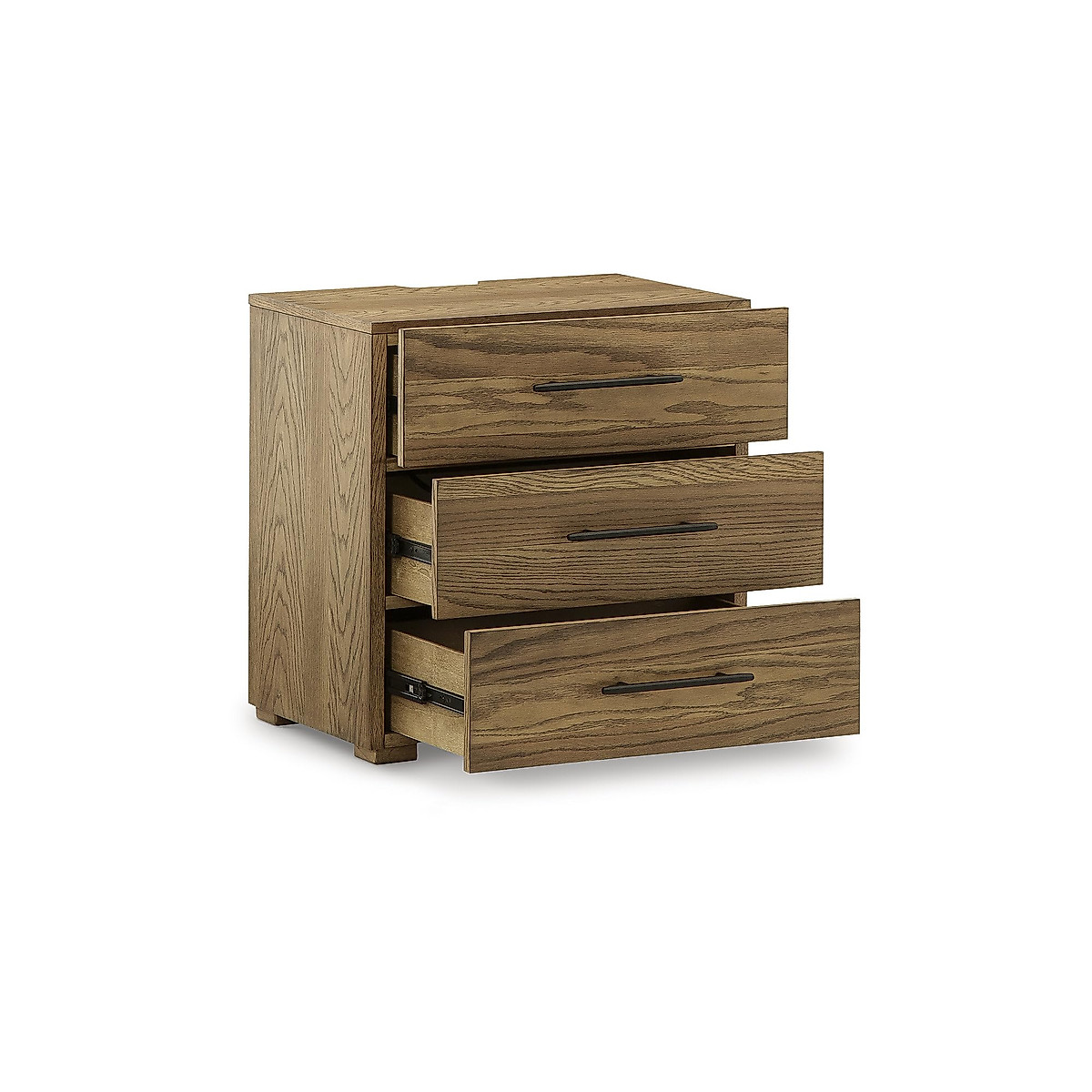 Signature Design by Ashley Dakmore Traditional 3 Drawer Night Stand with USB Charging Ports, Brown