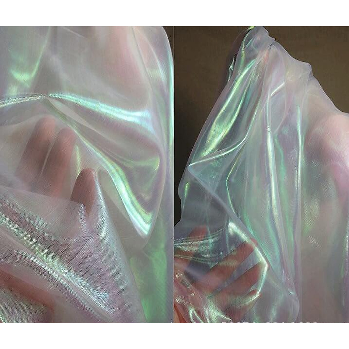 YYCRAFT Two Tone Sheer Organza Fabric by The Yard for Curtain Weddings Decor 2 Yards, Iridescent White