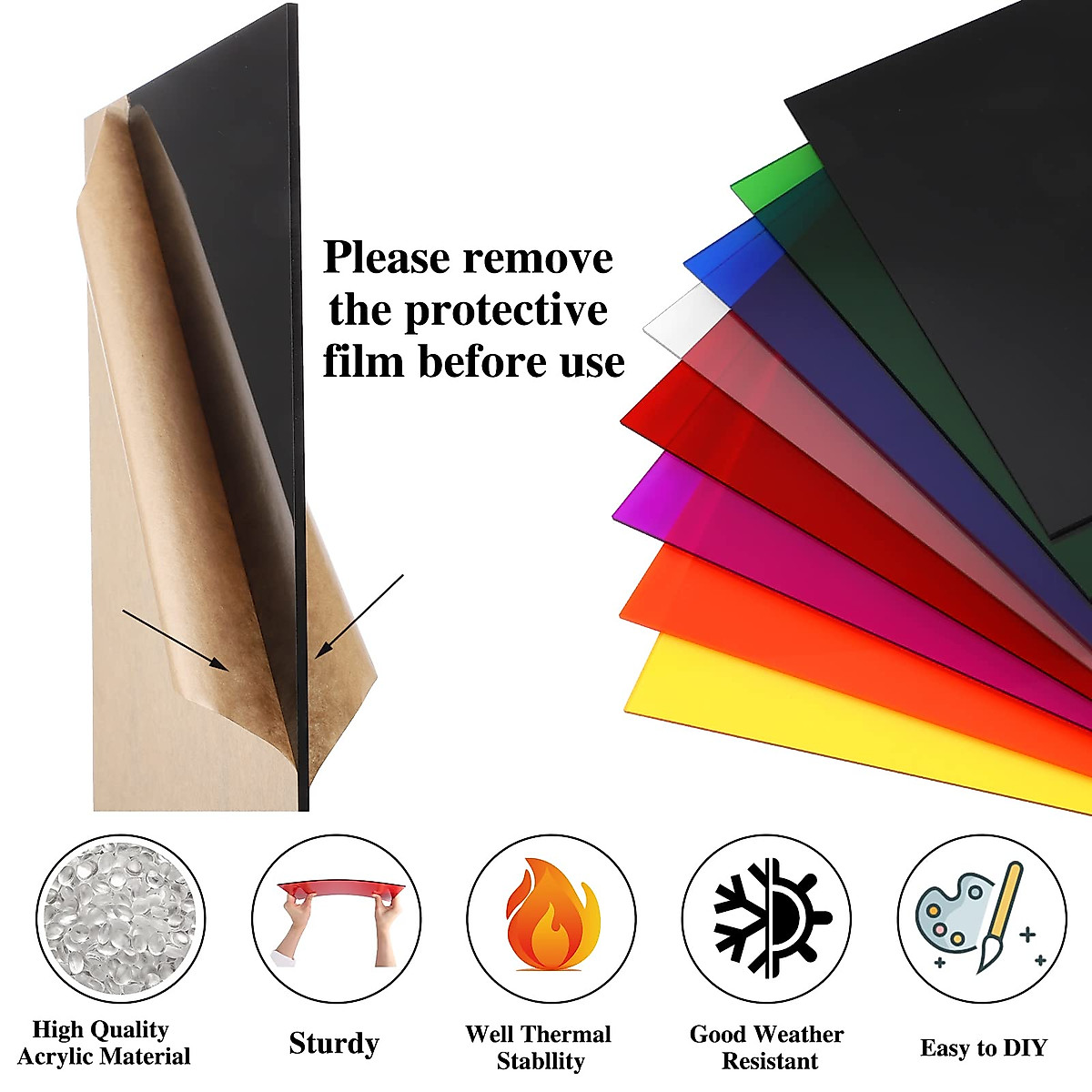 8 Pack Colored Acrylic Sheets 8 X 12 Inch, Translucent Cast Acrylic Sheet Plexiglass Sheet 1/8 Inch Thick Acrylic Panel Colored Plastic Sheets for Art Crafts Painting DIY Display, 8 Colors