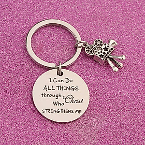 LQRI Movie Camera Keychain Film Director Gift Filmmaker Gift Film Student Graduation Gift I Can Do All Things Through Christ Who Strengthens Me Film Keyring Gift (sliver)