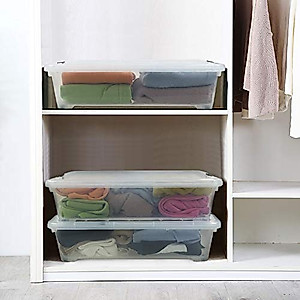 Lesbin 3-Pack Plastic Under bed Storage Box, Clear Latch Bin with Lid, 40 Quart
