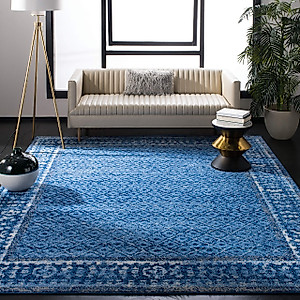 SAFAVIEH Adirondack Collection Area Rug - 9' x 12', Light Blue & Dark Blue, Distressed Design, Non-Shedding & Easy Care, Ideal for High Traffic Areas in Living Room, Bedroom (ADR110F)