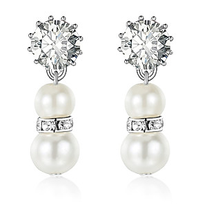 BABEYOND 1920s Gatsby Pearl Necklace Vintage Bridal Pearl Necklace Earrings Jewelry Set Multilayer Imitation Pearl Necklace with Brooch (Style 1)