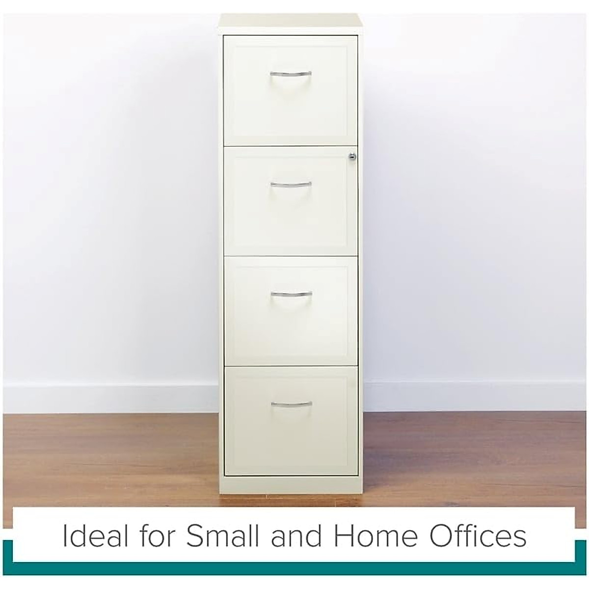 Scranton & Co 18" Deep Light Duty 4 Drawer Metal Letter File Cabinet in Pearl White, Pre-Assembled