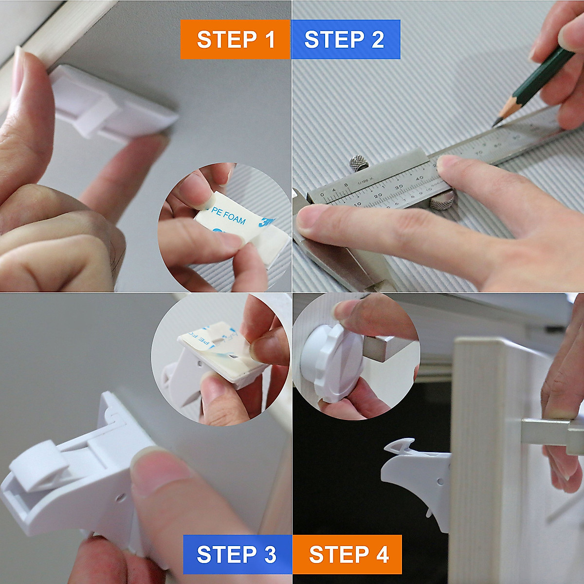Ximenia Safety Magnetic Cabinet Locks 8 Locks 2 Keys for Drawers, Cabinet Doors - Non-Destructive, No Drilling Baby / Childproof Magnetic Locking System