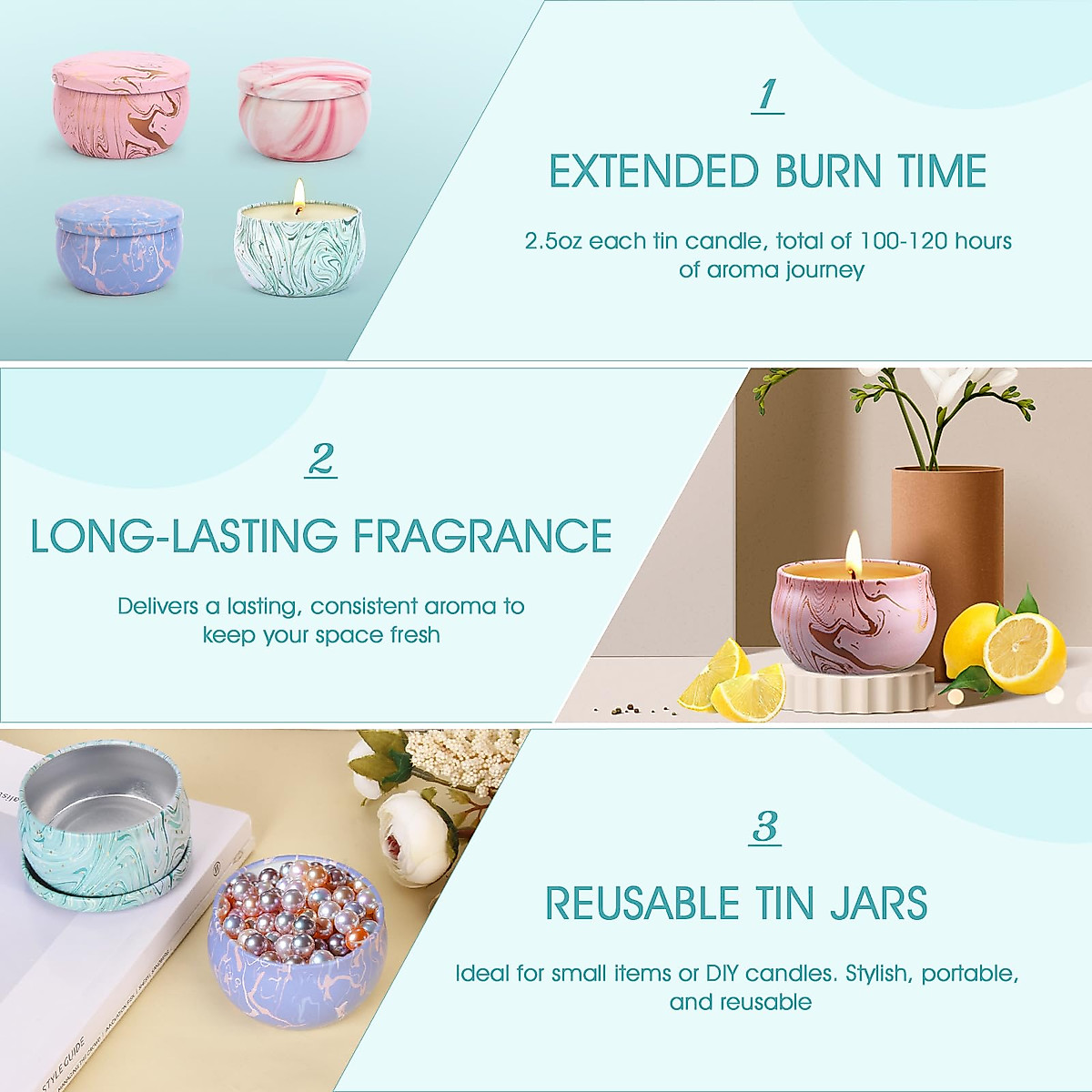 Candle Gifts,Scented Candles Christmas Gift Set for Women, 4 Pack Aromatherapy Candles for Home Scented, Natural Soy Wax Candles Gift Set for Birthday, Mother's Day, Christmas, Valentine's Day