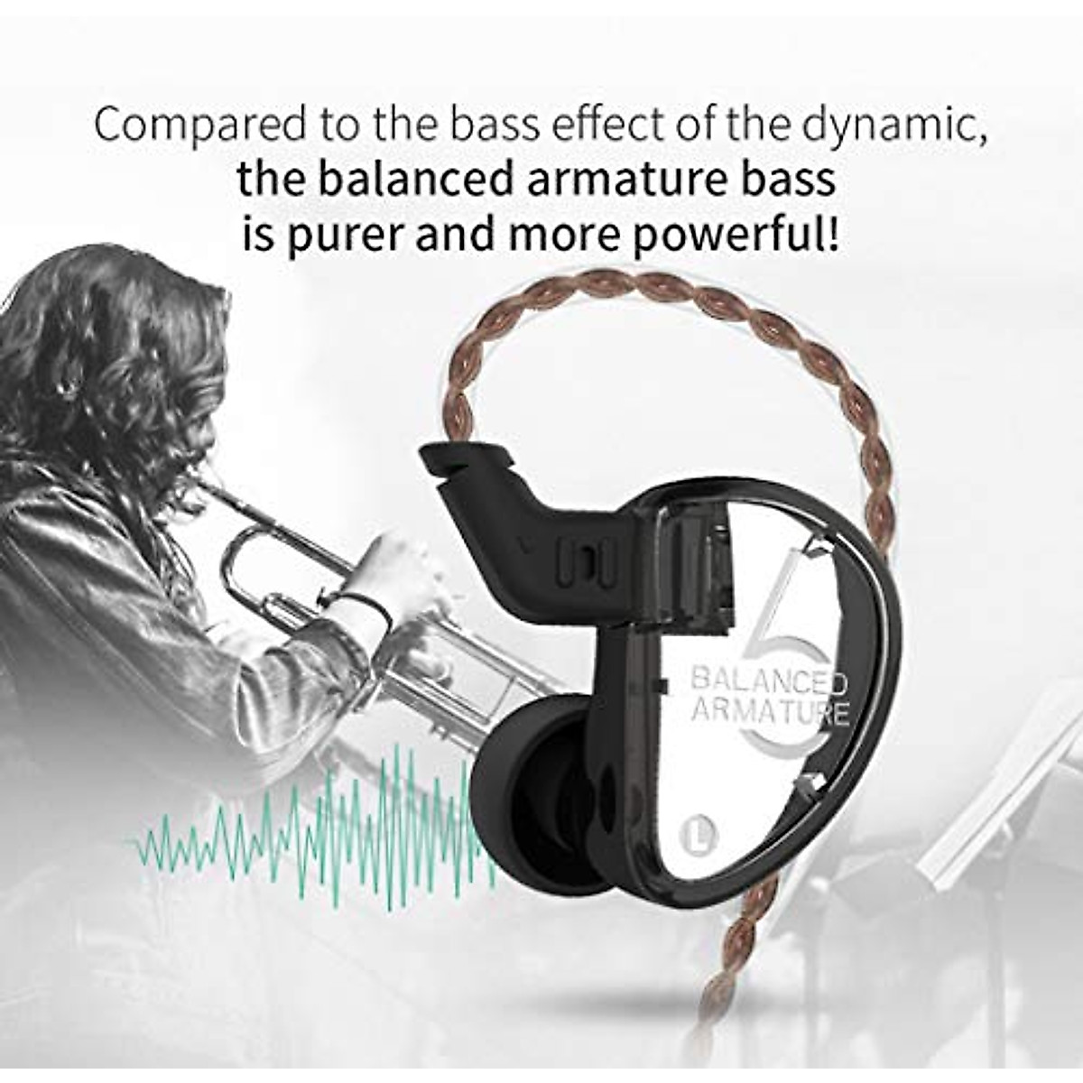 KZ IEM Earphone 3BA Balanced Armature Headphone HD Sound in Ear HiFi Stereo Noise Cancelling Earbuds AS06 Triple-Driver Universal-Compatible with Smartphones (Cyan with MIC)
