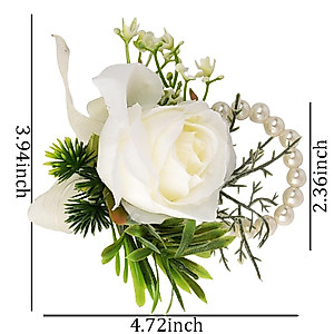 White Ivory Rose Wrist Corsages for Weeding Prom Corsage Wristlet for Women Bridal Bridesmaid Wrist Flower Corsage for Prom Party Decorations for Women Girls Weeding Artificial Flowers for Party Prom