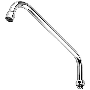 Launceter 12 Inch Swivel Spout for Commercial Faucet, Chrome Polished 360° Swing Spout, 2.2 GPM Stainless Steel Add-on Spout for All Brand Commercial Kitchen Sink Faucets (M25*1.25mm)