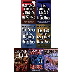 Anne Rice 7 Book Set "Interview with the Vampire", "The Vampire Lestat", "Queen of the Damned", "The Tale of the Body Thief", "Memnoch the Devil", "The Vampire Armand" and "Merrick" (Vampire Chronicles)