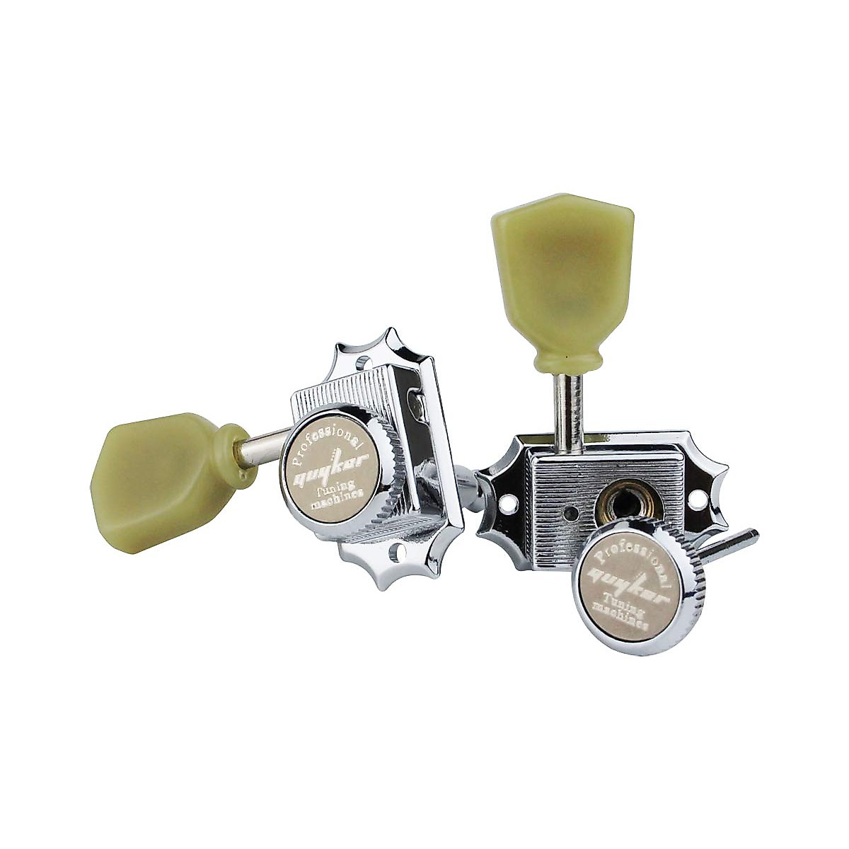 Guyker 6Pcs Guitar Locking String Tuning Pegs (3R + 3L) – 1:15 Vintage Deluxe Style Tuners Key Machine Heads Set with Keystone Knob Replacement for Les Paul Style Electric or Acoustic Guitar - Chrome