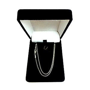 Jewelry Affairs 14k White Real Gold Cable Link Chain Necklace, 1.1mm, 18"