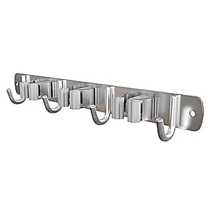 NATIKON Mop and Broom Holder Wall Mount with 3 Racks and 4 Hooks Stainless Steel Tool Organizer Storage Wall Mounted, 2 Pack