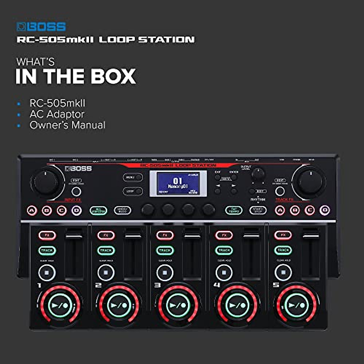 BOSS RC-505MKII Loop Station – The Industry Standard Tabletop Looper, Updated and Enhanced. Class-leading sound quality. Five simultaneous stereo phrase tracks. Input FX and Track FX sections.