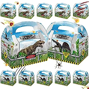 Animsco 16 Pack Dinosaur Treat Boxes Jurassic Dinosaur Park World Party Supplies Bag Boxes for Boys Kids Dinosaur Theme Birthday Party Favor Candy Goodies Gift Baby Shower Bags