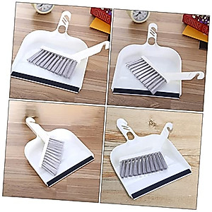 2 Sets Cleaning Brush Home Cleaning Accessory Kitchen Mini Pan Table Cleaning Tool Mini Hand Broom Shovel Brush Combination Mini Dustpan Household Cleaning Supplies Plastic White Healeved
