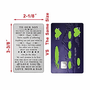 TGCNQ Gifts for Son - Son Steel Engraved Card - Son Inspirational Gifts from Mom Dad - Son Birthday Graduation Christmas Gifts from Parents