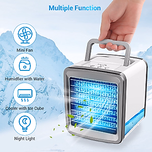 Portable Personal Air Conditioner Fan, Desk AC Cool Fan USB Recharged Outdoor Camping Mini Fan Humidifier Quiet Air Cooler Misting Fan