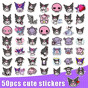 Matconly 14oz Cartoon Water Bottle Girls with 50pcs Anime Stickers, Stainless Steel Thermos Water Bottle for School Kids