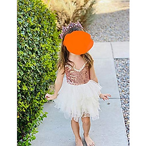 Cilucu Girls Dress Toddler Kids Party Dress Sequin Tutu Pageant Lace Dresses Gown for Flower Girl Baby Rose Gold Off White 3T-4T