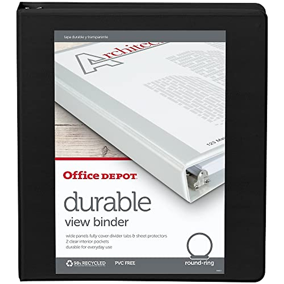 OfficeMax Durable View Binders with Round Ring 1", Black