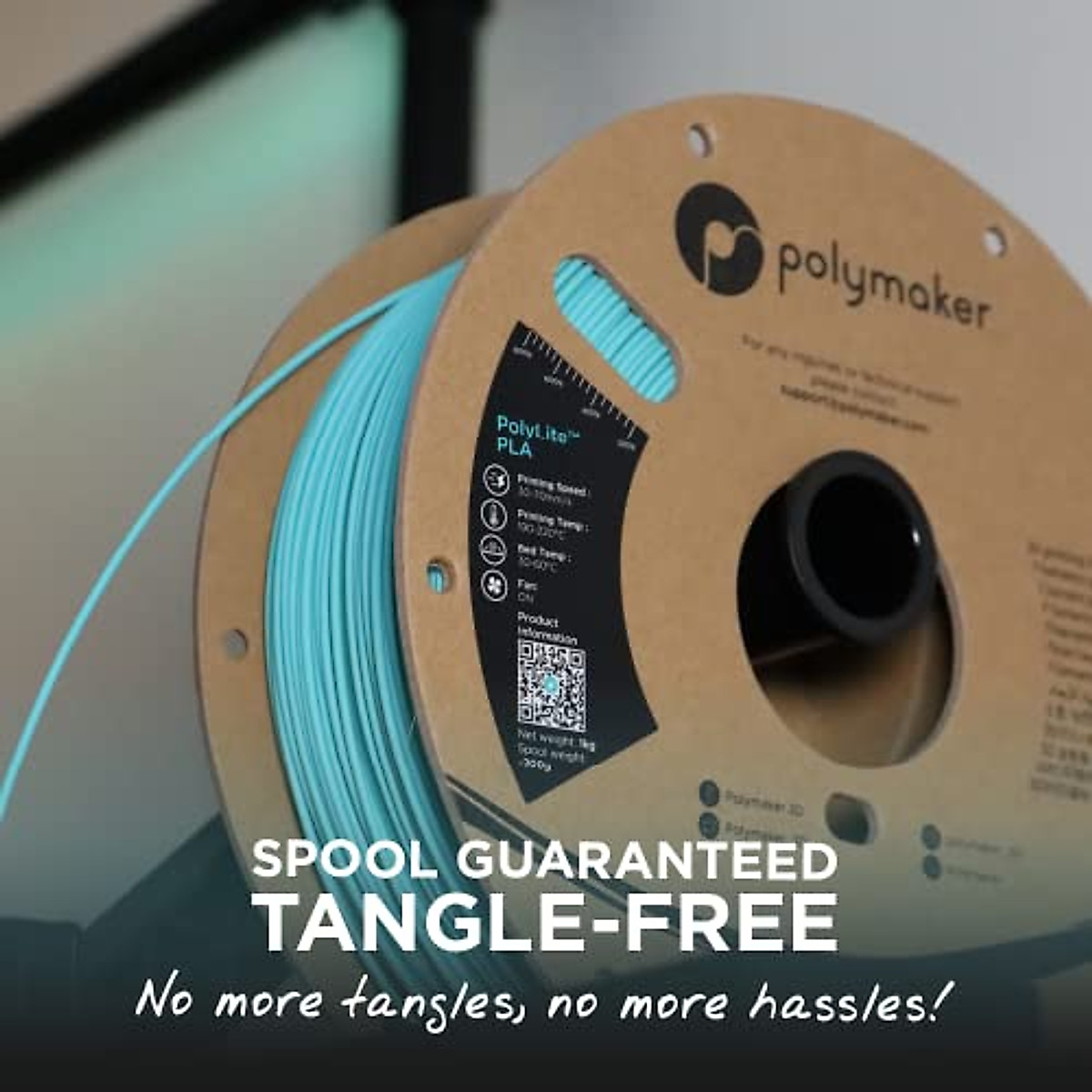 Polymaker PLA Filament 1.75mm, Black PLA 3D Printer Filament 1.75 1kg - PolyLite 1.75 PLA Filament Black 3D Printing Filament, Dimensional Accuracy +/- 0.03mm, Compatible with Most 3D Printers