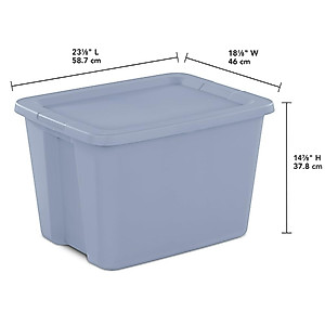 UnikEi 18 Gallon Tote Box Plastic, Set of 8, Opaque Base, Integrated Handles, Secure Stacking, Suitable for Home, Living room, Bedroom, Office, Etc, Blue