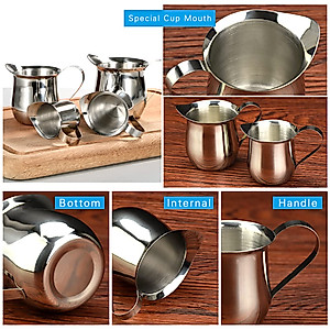 Rolin Roly 2Pcs Milk Frothing Pitcher Stainless Steel 60ml Small Bell-Shaped Creamer Mini Coffee Jug for Barista Cappuccino Espresso Cups Latte Art Pitcher