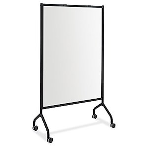 Safco Products Impromptu Full Whiteboard Screen 8511BL, Black, 42"W x 72"H, Double-sided Magnetic Dry Erase Board, Commercial-Grade Steel Frame, Swivel Wheels, Accessory Shelf