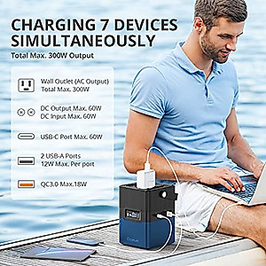 IDEAPLAY Portable Power Station BP300, 250Wh Battery Pack Solar Generator with 110V/300W Pure Sine Wave AC Output, Portable Generator with 2 AC outlets,PD 60W USB-C, LED Light for Outdoors, Camping, RV