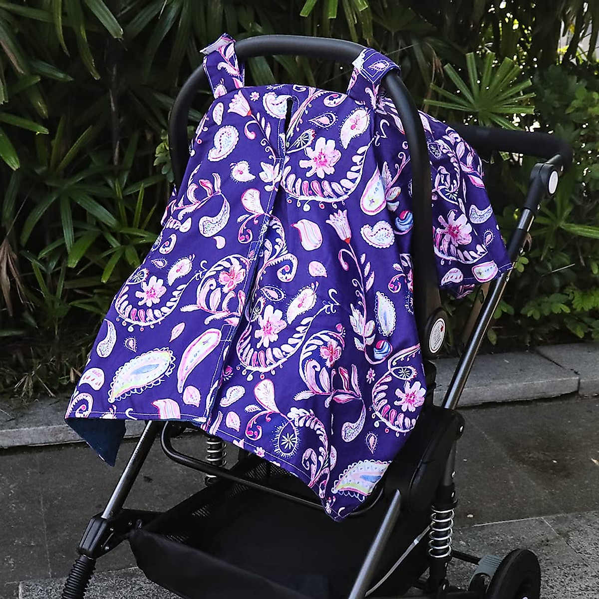 Baby Car Seat Covers, Floral Peekaboo Opening Infant Carseat Canopy for Boys Girls, Newborn Minky Carseat Canopy, Mom Nursing Breastfeeding Covers