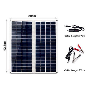 DSJ 20W 12V Solar Panel Charger Kit Ultra Thin Flexible with Connector Charging for Rv Boat Cabin Tent Car (Compatibility with 18V and Below Devices)