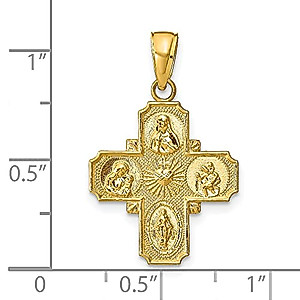 IceCarats 14K Yellow Gold Four Way Holy Cross Religious Medal Necklace Christian Pendant Scapular Charm 28mm x 17.75mm Only