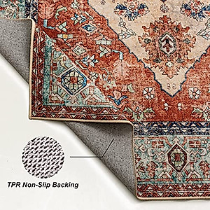 Valenrug Area Rug 5x7 - Stain Resistant Lightweight Washable Rug, Anti-Skid Rugs for Living Room, Boho Persian Area Rug(Multi, 5'x7')