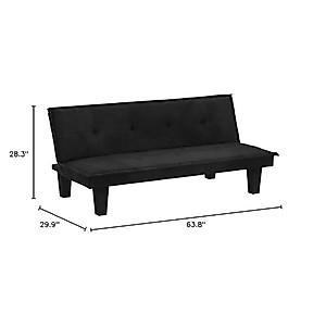 Tulib Convertible Futon Sofa Bed, Folding Upholstered Couch Backrest, 3 Adjustable Positions, for Compact Living Space. Apartment, Dorm, Black